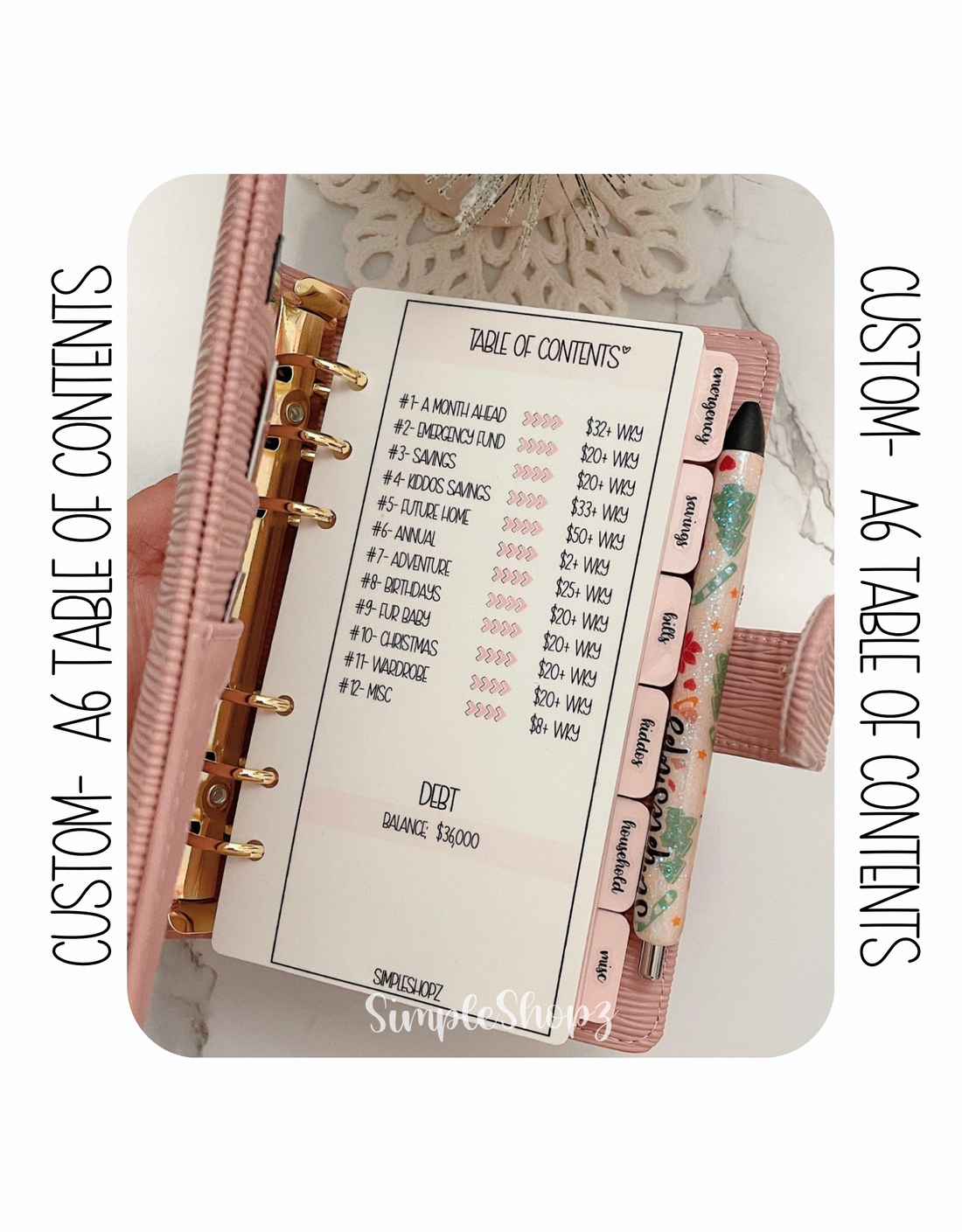 Custom Table of Contents (A6 & A7) – SimpleShopz